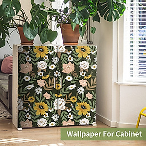 Cismmy Large Floral Peel and Stick Wallpaper Boho Removable Wallpaper for Bedroom Bathroom Easy Peel Off Wallpaper Stick on Wallpaper Vintage Renter Friendly Wall Paper 118" X 17.7"