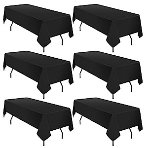 6 Pack Tablecloth 60 x 126 inch Polyester Table Cloth for 8 Foot Rectangle Tables,Stain and Wrinkle Resistant Washable Fabric Table Covers Polyester Black Table Clothes for Wedding,Party,Banquet
