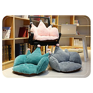 Soft Fluffy Crown Chair Seat Cushion Office Home Princess Couch Armchair Seat Pad Cushion Cute Warm Cozy Sofa Seat Back Hip Support Pillow (Pink)