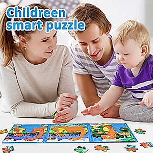 Jade Hare Magnetic Puzzles for Kids Ages 3-5 40 Pieces Paper Puzzle Book Road Trip Learning Magnet and Toys for Travel Puzzles for Toddlers 3-8 Aged Boys and Girls Advanced Dinosaur…