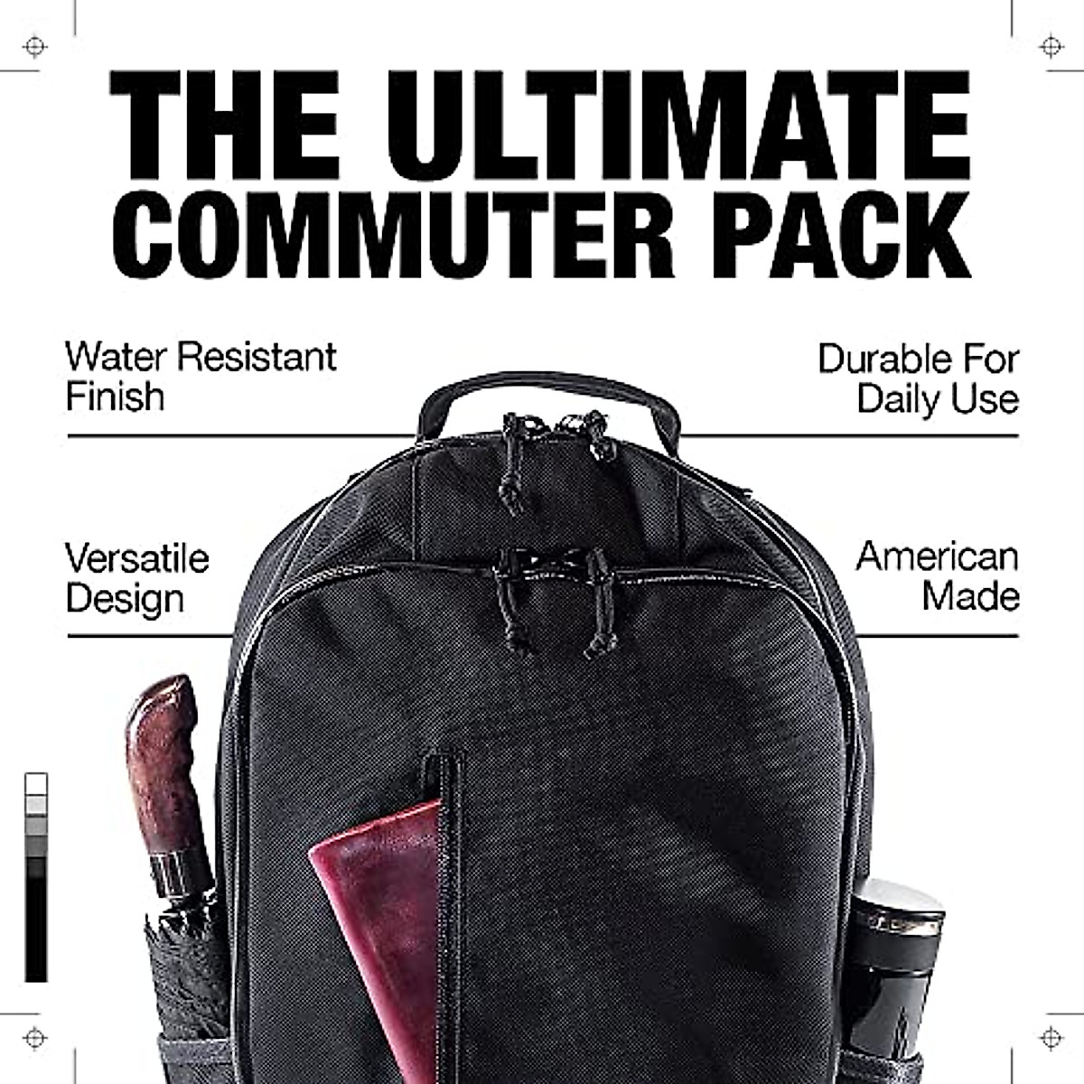 DEFY Bucktown Ballistic Nylon Backpack | 23 Liter Utility Backpack For Men | Professional Work Bag w/ 17 Inch Laptop Sleeve | Premium Tech Backpack | Water Repellent Travel & Commuter Pack (Black)