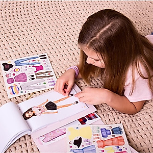 BSCOOL Fashion Studio Drawing, Coloring & Little Designer Creativity Book for Kids 4 and Up with Stickers, Stencils, Textures - Creative Fashion Design Sketchbook for Girls