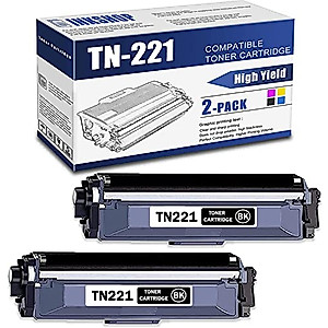 TN221 Compatible TN-221 Black Toner Cartridge Replacement for Brother TN-221 HL-3140CW HL-3150CDN MFC-9130CW MFC-9140CDN DCP-9015CDW Toner.(2 Pack)
