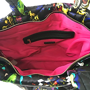 Betsey Johnson NYC Tattoo Print Nylon Pillow Tote, Black Multi