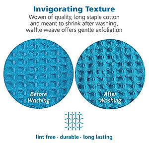GILDEN TREE Waffle Towel Quick Dry Thin Exfoliating, 4 Pack Washcloths for Face Body, Classic Style (Aqua)