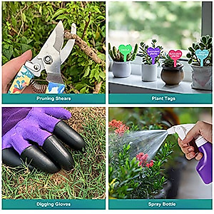 Tbltaca Garden Tool Set, Stainless Steel Heavy Duty Gardening Tools 30 PCS w/ Floral Print, Trowel Rake Weeder Pruner Shears Sprayer Digging Claw Gloves, Ideal Gardening Gift for Women