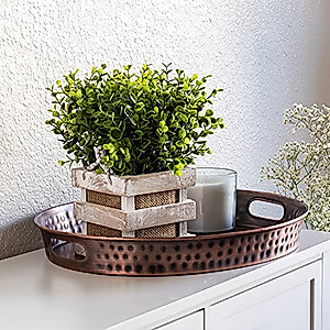 Monarch Abode Decorative Oval Serving Coffee Table Ottoman Tray, 17 x 13, Antique Copper Finish