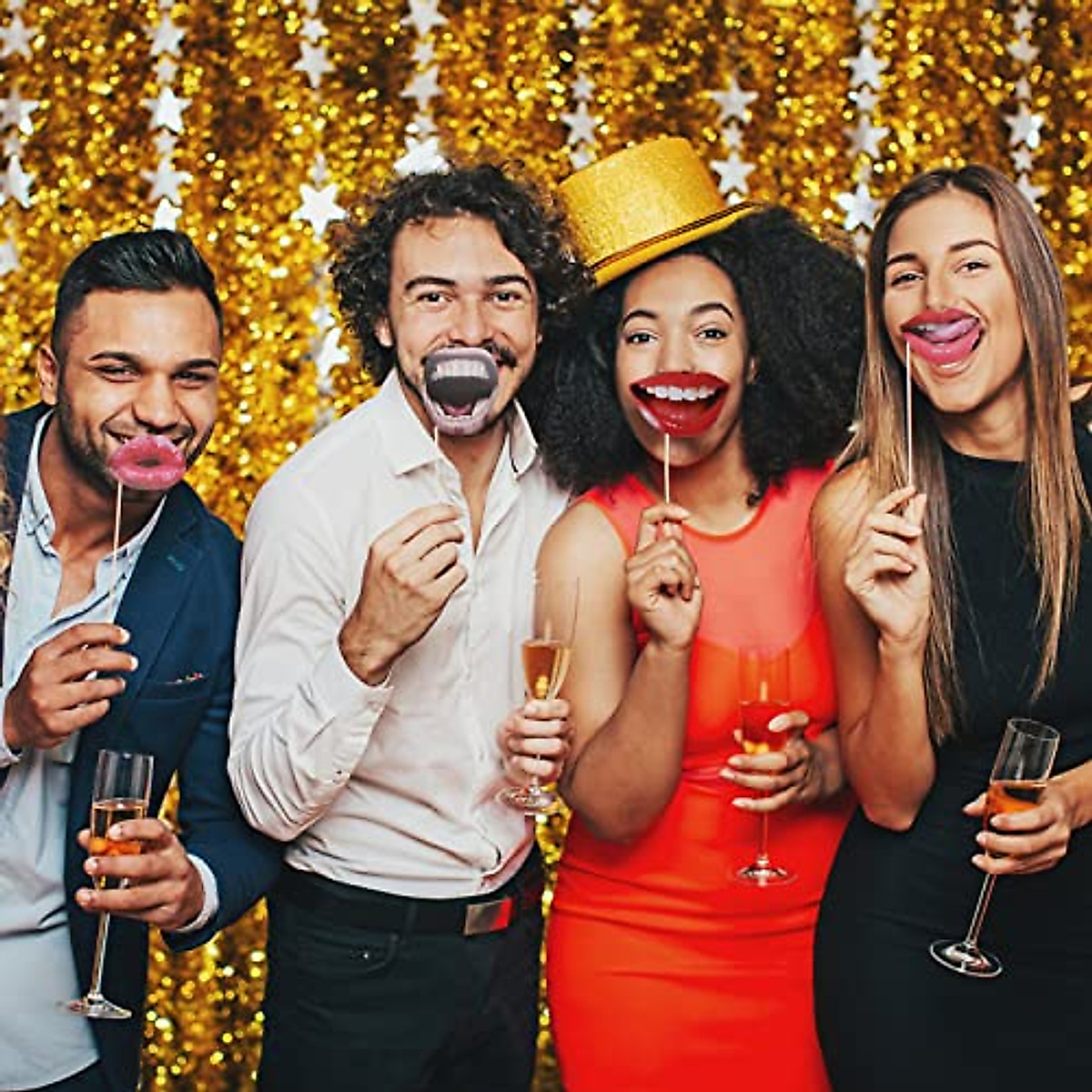 20Pcs Party Photo Booth Props,Fun Lips Mouth Photobooth Props Handheld Party Selfie Photo Props for Kids Women, Birthday Weddings Graduation Party Supplies Photo Prop