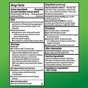 Amazon Basic Care Mucus DM Guaifenesin and Dextromethorphan Hydrobromide Extended-Release Tablets, 600 mg/30 mg, Expectorant and Cough Suppressant, 40 Count