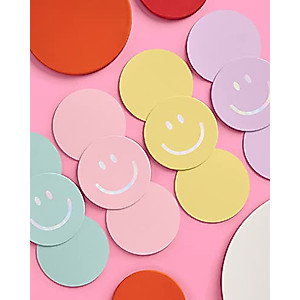 xo, Fetti Smile Pastel Party Drink Coasters - 16 pcs - Iridescent Foil | Happy Pastel Birthday Party Decorations, Cute Bachelorette Party, Cool Cocktail Disposable Coaster