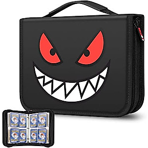 Brappo 4-Pocket Zippered Binder Compatible with Cards, Fits 400 Cards with 50 Removable Sheets, Portable Cards Collector Album for Trading Card Games
