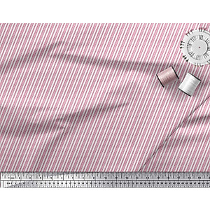 Soimoi Viscos Chiffon Pink Fabric - by The Yard - 42 Inch Wide - Stripe Geometric Shirting - Modern Styling with Striped Geometric Patterns Printed Fabric