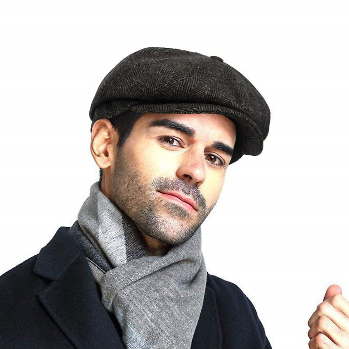 Men's Vintage Newsboy Gatsby Hat Blend Wool Flat Ivy Cabbie Autumn Winter Cap Boyfriend Gift M