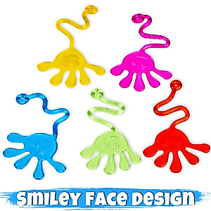 FLMRIOY 50 Pcs Sticky Hands Toys for Kids - Smile Face Stretchy Hands for Christmas Stocking Stuffers, Treasure Box Fillers, Classroom Prizes