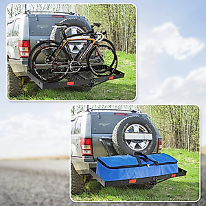 LUCKYERMORE 60x20x3 Heavy-Duty Tray Hitch Cargo Carrier with Cargo Net, 500lbs Capacity, Foldable Design, Easy Assembly, Universal Fit for SUVs, Trucks