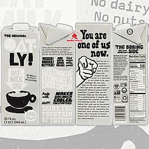 Oatly Original Barista Edition Oat Milk Bulk Pack - 128 ounces - 4 Individually Sealed 32 oz Cartons - No Dairy, Nuts, or Gluten - Perfect foaming for Lattes - In Maple Hills Market Protective Box