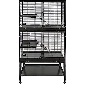 Durable All-Metal Mansion Cage for Chinchillas, Rats, Ferrets, Degus, Prairie Dogs (4-Level)