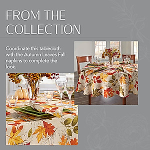 Elrene Home Fashions Autumn Leaves Fall Printed Tablecloth, Holiday Table Cover for Formal or Everyday Use, 70" Round