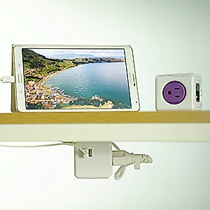 [Second Version] PowerCube Surge Protector Dual USB Ports and 4 Outlets Rewirable Wall Adapter Power Strip with 4 Plus Sockets, Orchid Purple