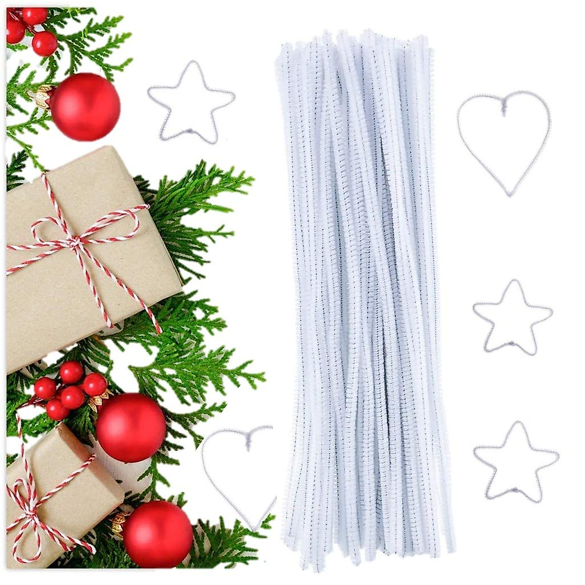 DOKOO Craft Pipe Cleaners 200 PCS Chenille Stem Twistable Stems Children’s Bendable Sculpting Sticks for Crafts and Arts Creative Christmas Decoration School Projects (6MM x 12 Inch) (White)