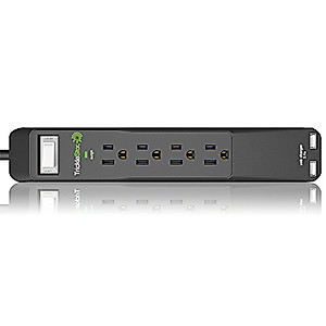 TrickleStar TS1206 4 Outlet PRO Series Surge Protector with 2 USB Charging Ports, 1080 Joules, Ceramic, Fireproof Surge Protection, Reduce Plug-Load