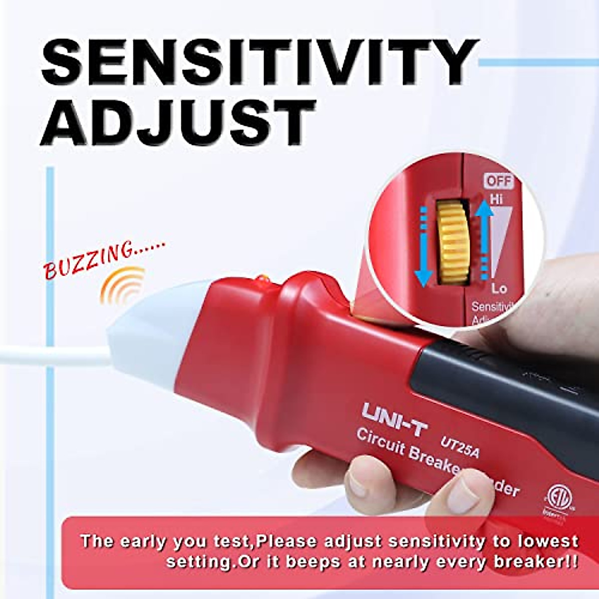 UNI-T AC Circuit Breaker Finder with Integrated GFCI Outlet Tester AC 90-120V USA Plug + Adjustable Sensitivity Beeper Indicattion+ Flashing LED Light