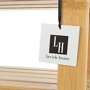 Lavish Home Bamboo Shoe Rack Bench with 2 Tiers of Shelves and 2 Seat Heights-Seat Storage and Organization-For Bedroom, Entryway, Hallway, Closets