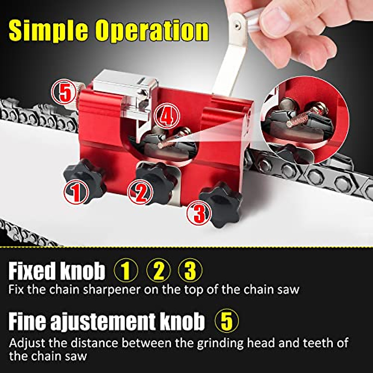 Chain Saw Blade Sharpener Kit - Fast Chainsaw Chain Sharpener with Pawl 3, Hand-Cranked Chain Saw Sharpener Tool Kits for 14"-22" Chain Saws, Electric Saws, Lumberjack, Garden Worker