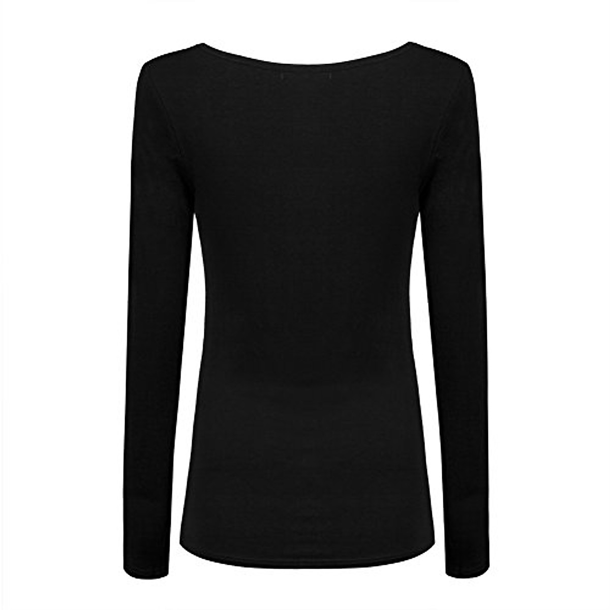 OThread & Co. Women's Long Sleeve T-Shirt Scoop Neck Basic Layer Stretchy Shirts (Medium, Black)