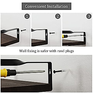 YIHATA Floating Wall Shelves with Towel Shelf, Set of 2 Wood Wall Storage Shelves for Kitchen, Bedroom, Bathroom, Office