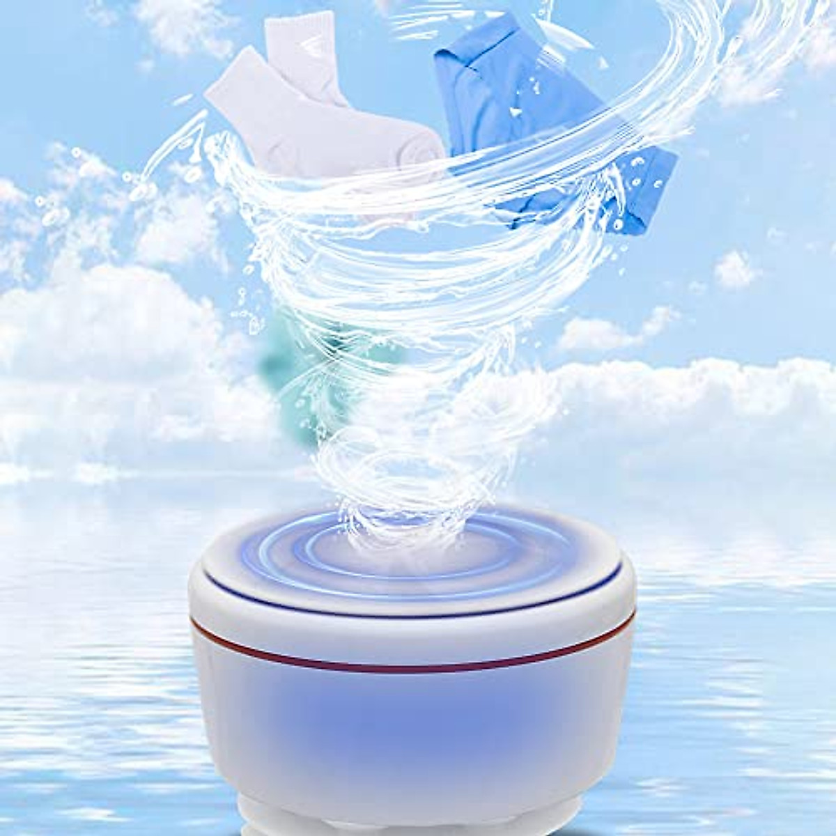 IKASEFU Mini Washer Portable Washing Machine for Socks Underpant, Ultrasonic Turbo Washing Machine for Dorm Home Travel Business Camping, USB Powered, 30 Minute Timer