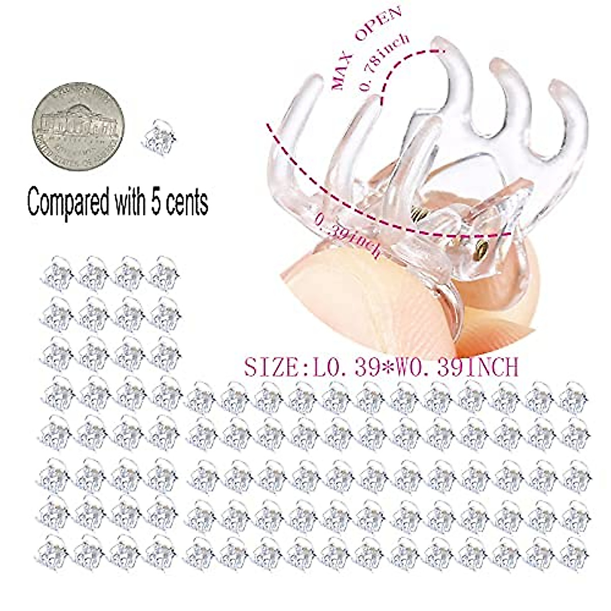 1cm black/brown/Transparent Mini Hair Claw Clips Plastic Claws Pins Clamps Small Jaw for Girls and Women（black+brown each 50 pieces）…
