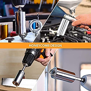 Flexible Drill Bit Extension and Universal Socket Wrench Tool Set, 105° Right Angle Drill Attachment, 1/4 3/8 1/2" Universal Socket Adapter Set, Screwdriver Bit Kit