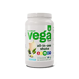 Vega Organic All-in-One Vegan Protein Powder, French Vanilla -Superfood Ingredients, Vitamins for Immunity Support, Keto Friendly, Pea Protein for Women & Men, 1.5 lbs (Packaging May Vary)