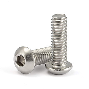 10-24 x 1/2" Button Head Socket Cap Bolts Screws, Stainless Steel 18-8 (304), Bright Finish, Full Thread, Allen Hex Drive, 50 PCS