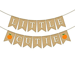 Burlap Little Cutie Banner Boy Girl Clementine Orange Baby Shower Birthday Party Decoration