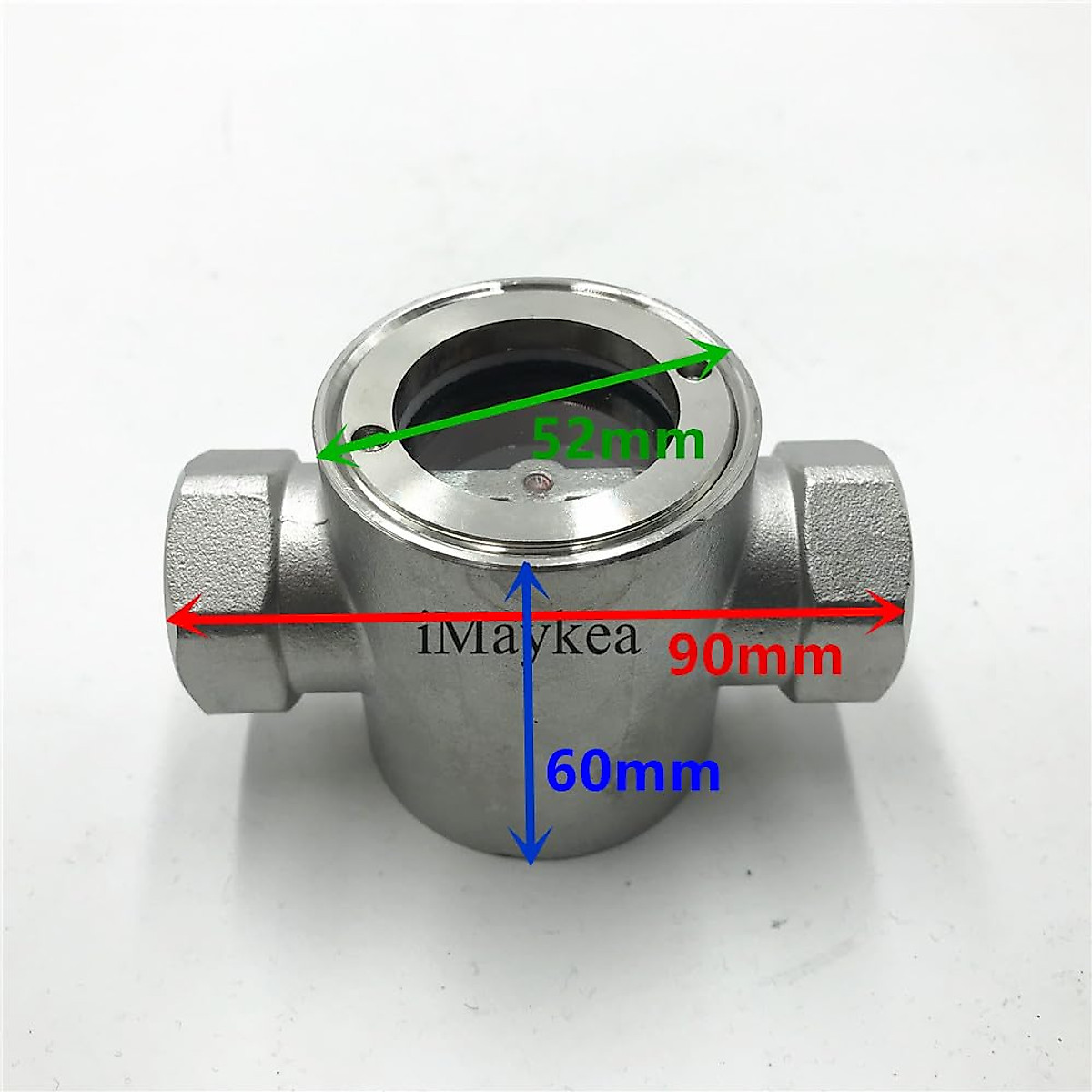 1/2" NPT Stainless Steel 304 Sight Water Flow Indicator With Concentric PTFE Impeller