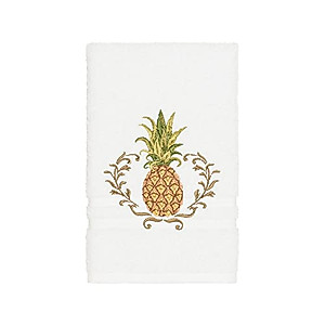 Overstock Authentic Hotel and Spa Turkish Cotton Pineapple Embroidered White Hand Towel
