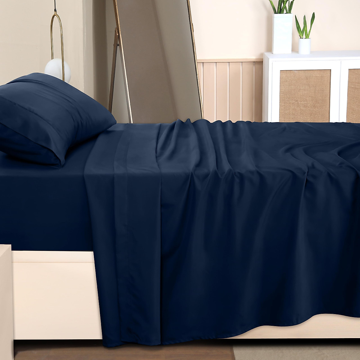 Utopia Bedding Twin Bed Sheets Set - 3 Piece Bedding - Brushed Microfiber - Shrinkage and Fade Resistant - Easy Care (Twin, Navy Blue)