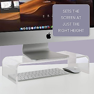 Homeries Acrylic Monitor Stand (3.7 Inches High) | Universal Computer Riser for Home, Office, Business, Desk, Gamers | Multi Media Platform Lift for Laptop, Printer, TV Screen, PC |Extra Storage Space