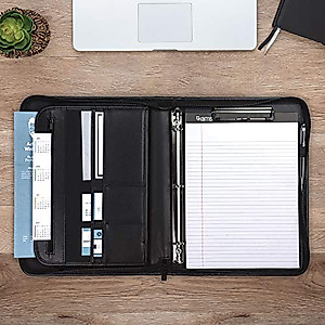 Samsill Professional Padfolio Bundle, Includes Removable Clipboard, 0.5-Inch Round Ring Binder with Secure Zippered Closure and 10.1 Inch Tablet Sleeve, Black, Full Size (70829)