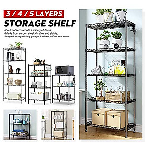 5 Tier Wire Shelving Unit Floor Standing Storage Rack,Steel Storage Shelf for Office Kitchen (Silver)