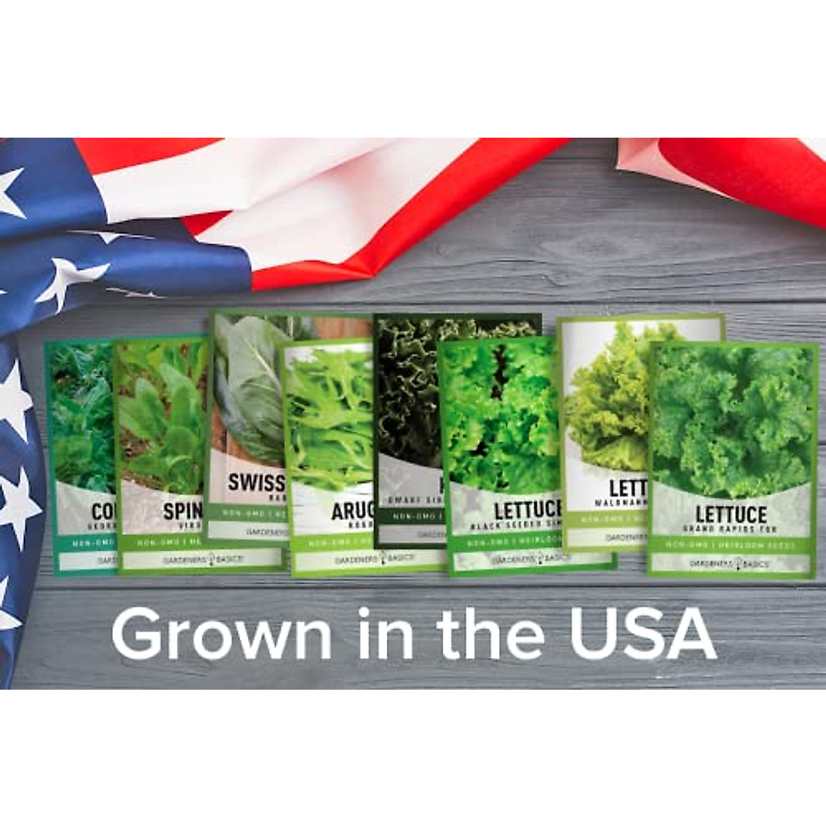 8 Leafy Garden Greens Seeds for Planting Individual Packets - Arugula, Collards, Spinach, Swiss Chard, Kale, Lettuce, Leafy and Butter Lettuce Seeds for Your Heirloom Salad Garden by Gardeners Basics