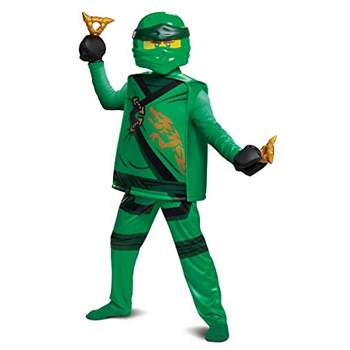 Disguise Lloyd Costume for Kids, Deluxe Lego Ninjago Legacy Themed Children's Character Outfit, Child Size Medium (7-8) Green (100399K)