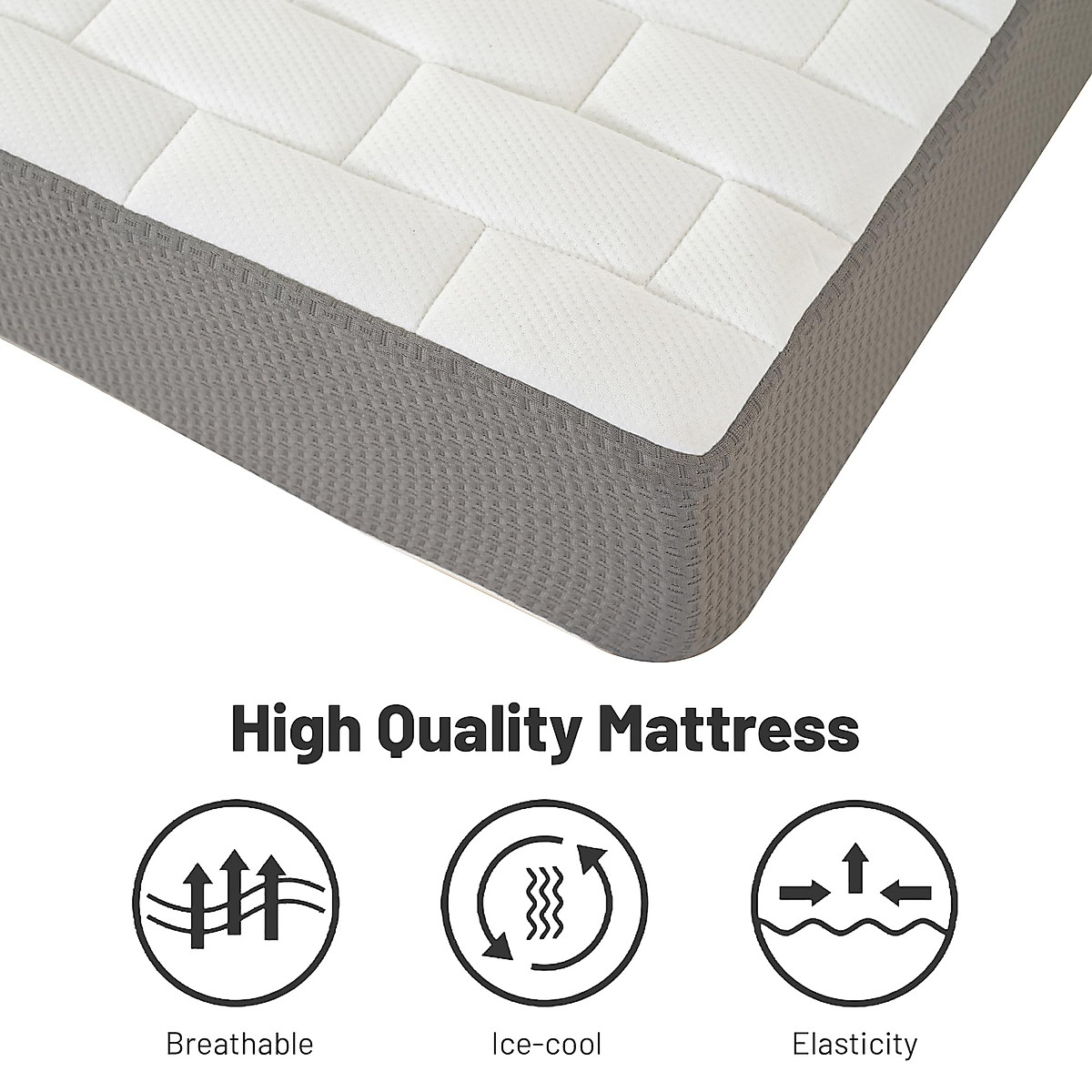 Greaton, 7-Inch Medium Firm High Density Foam Mattress, Comfortable Mattress for Cooler Sleep, Zippered and Washable Cover, Twin, White