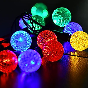 BeHiller Raspberry Solar Christmas Lights Outdoor, 50LED Globe String Lights with Tree Christmas Decotations,Twinkle Fairy Garden Solar Decorative Lights for Xmas Tree, Wedding, Party
