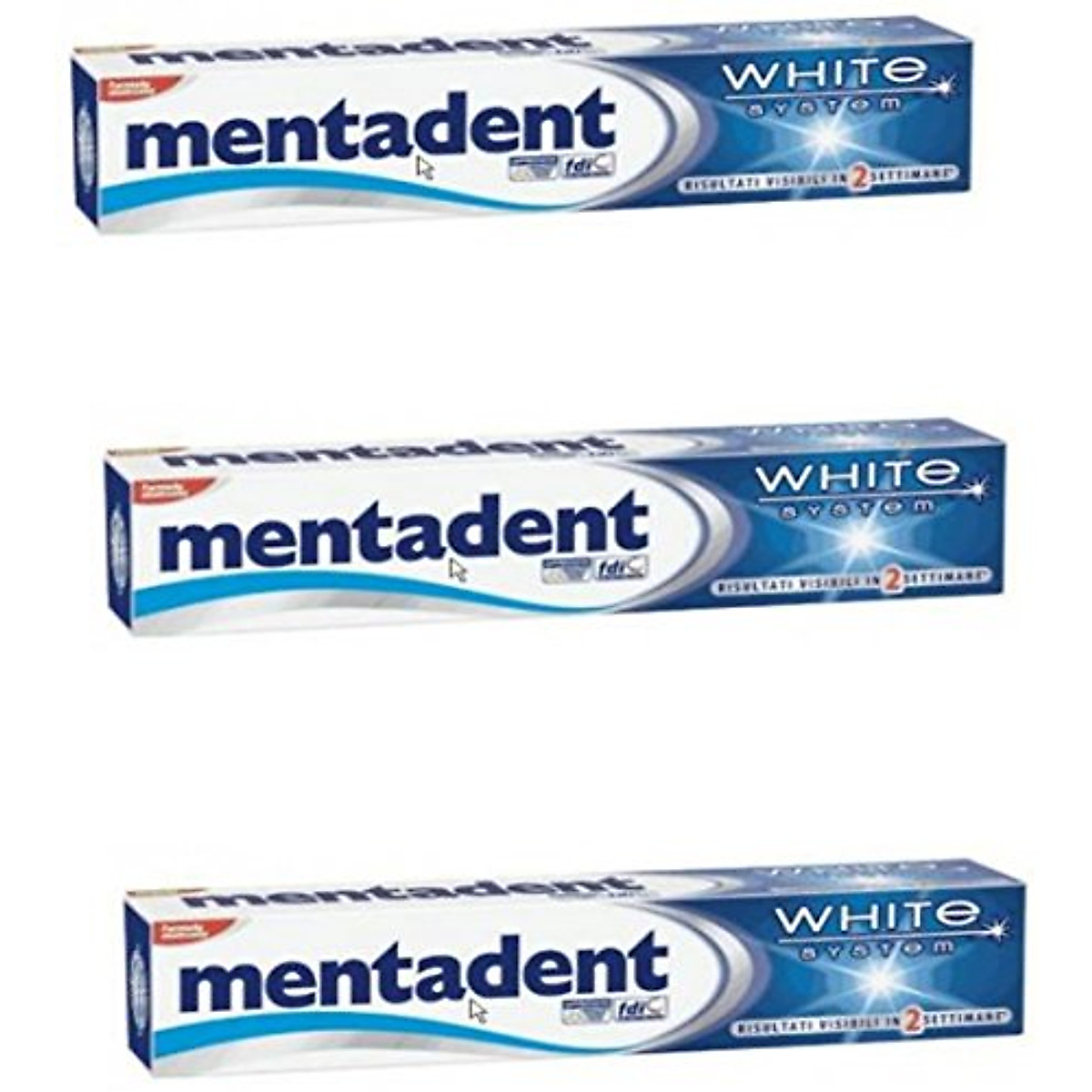 Mentadent"White System" Toothpaste 2.53 Fluid Ounce (75ml), Pack of 3