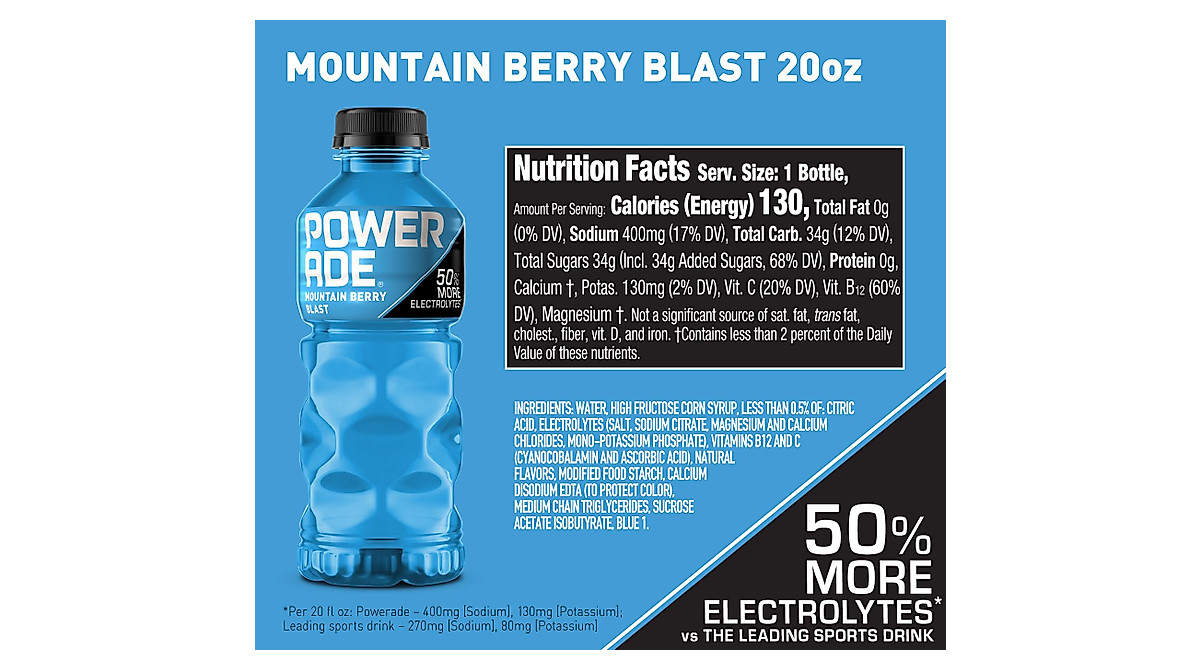 POWERADE Mountain Berry Blast: Hydrate & Replenish Electrolytes