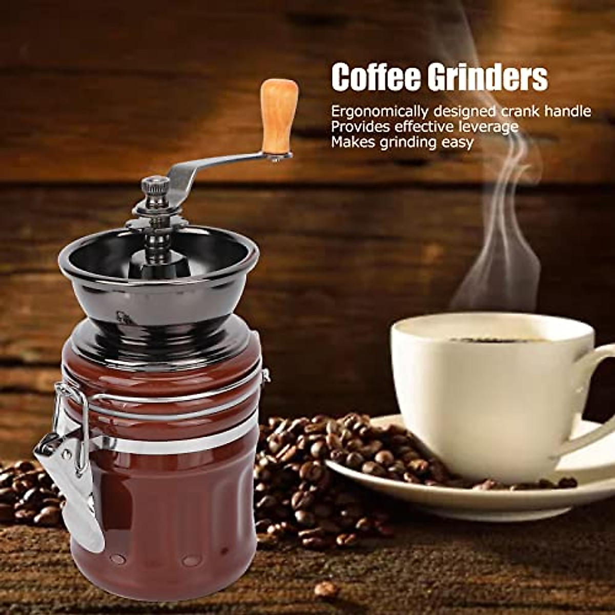 Manual Coffee Grinder with Ceramic Burr for Beans, Espresso, And Spices, Manual Coffee Bean Grinder with Adjustable Conical, Burr Grinder, Espresso Grinder Grain Mill
