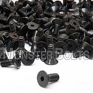 MonsterBolts - #6-32 x 3/8" Flat Head Socket Cap Screws, ASTM F8356, Alloy Steel, Black Oxide, 10 Pack